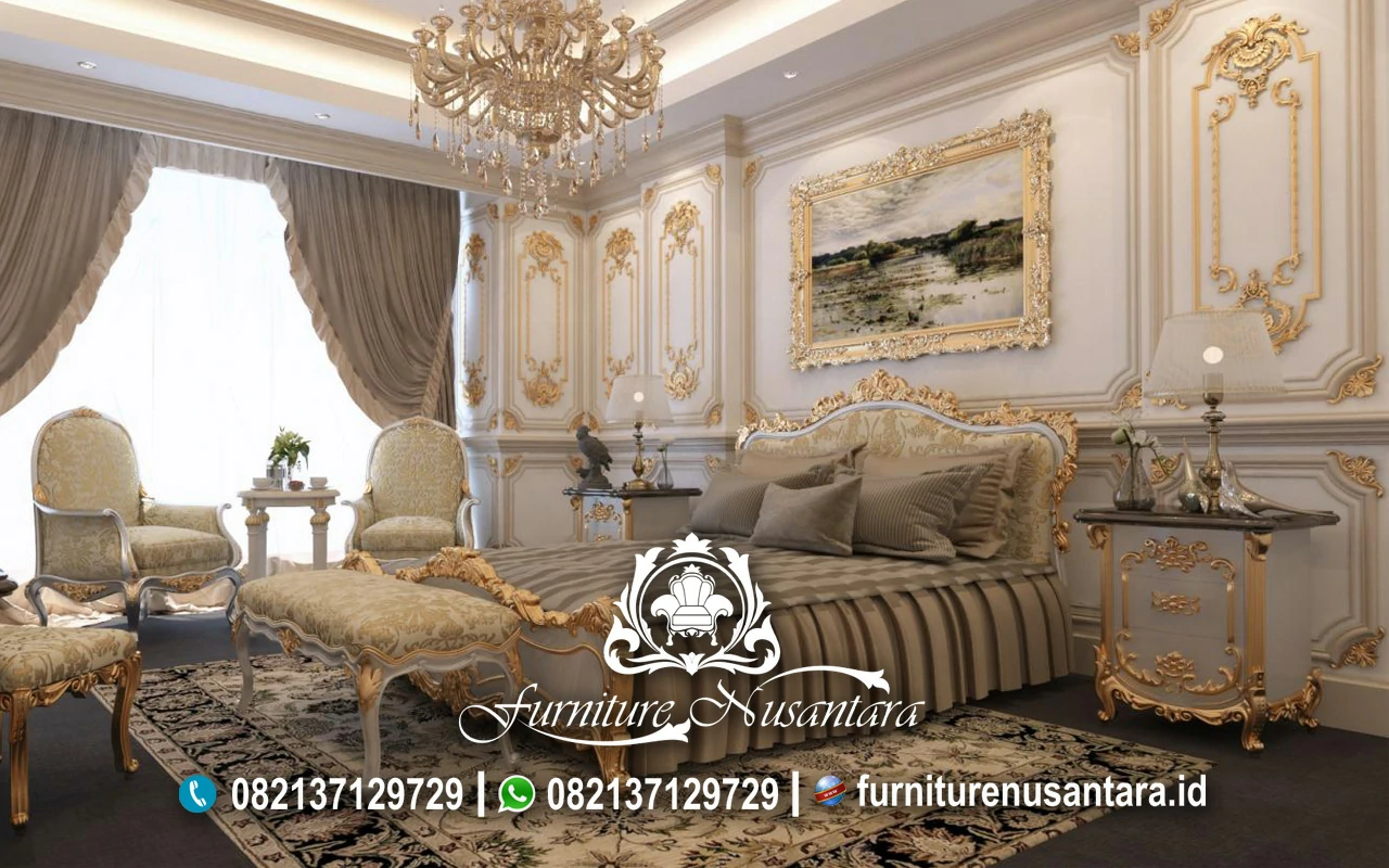 Desain Kamar Set Warna Gold Leaf Eropa - Furniture Nusantara